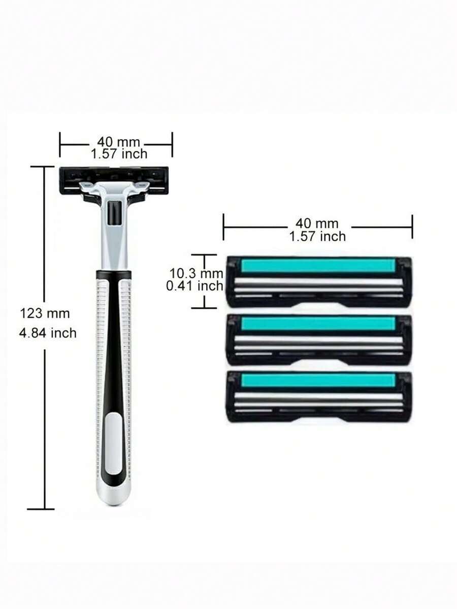 Safety Razor Set, 1pc Razor Handle & 24pcs 2-Layer Stainless Steel ...
