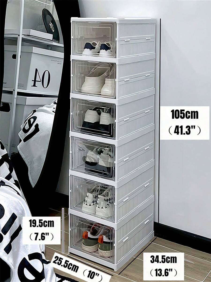 1pc 6-Layer Foldable Shoe Rack, Household Storage Shoe Box, Multi-Layer ...