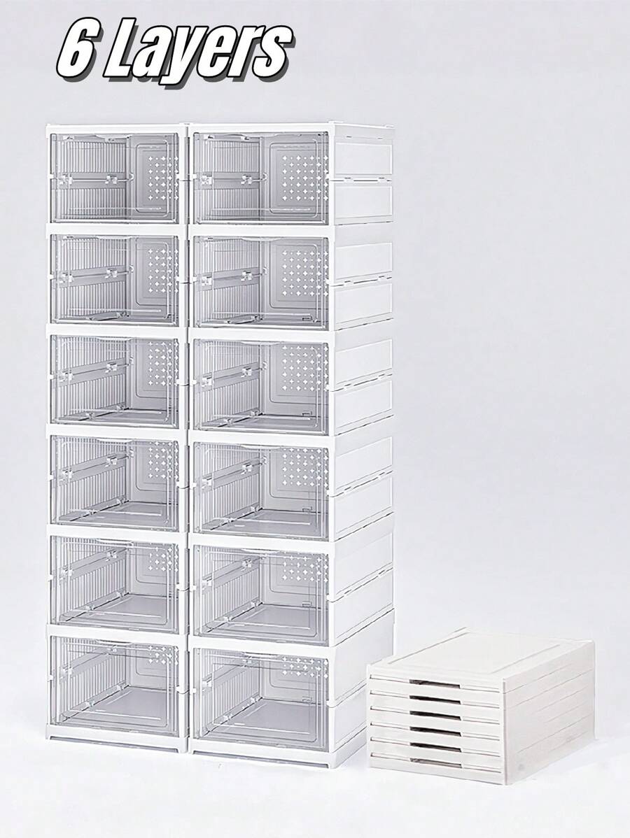 1pc 6-Layer Foldable Shoe Rack, Household Storage Shoe Box, Multi-Layer ...