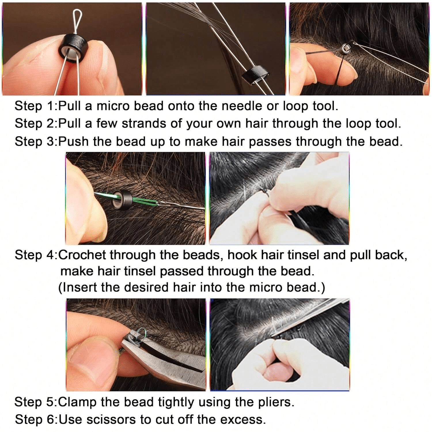 500 Pcs Micro Silicone Rings Hair Extensions Beads Silicone Lined Beads ...