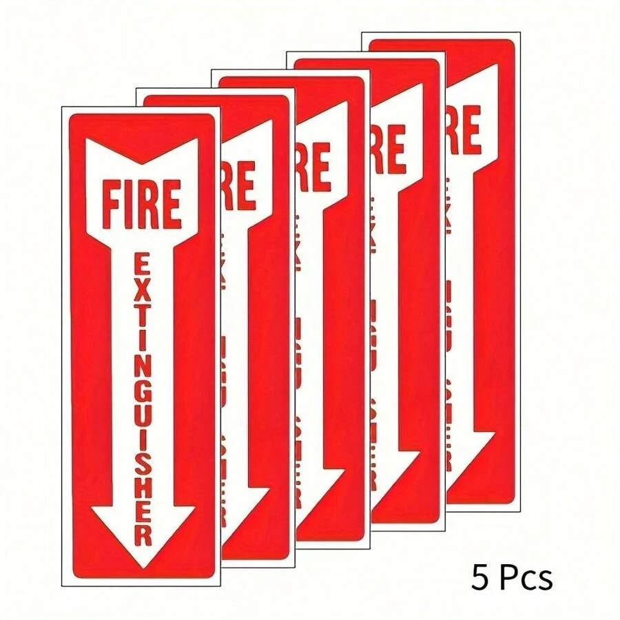 1pack/5pcs Fire Extinguisher Sign Stickers, 7.87in*2.6in Large Vinyl ...