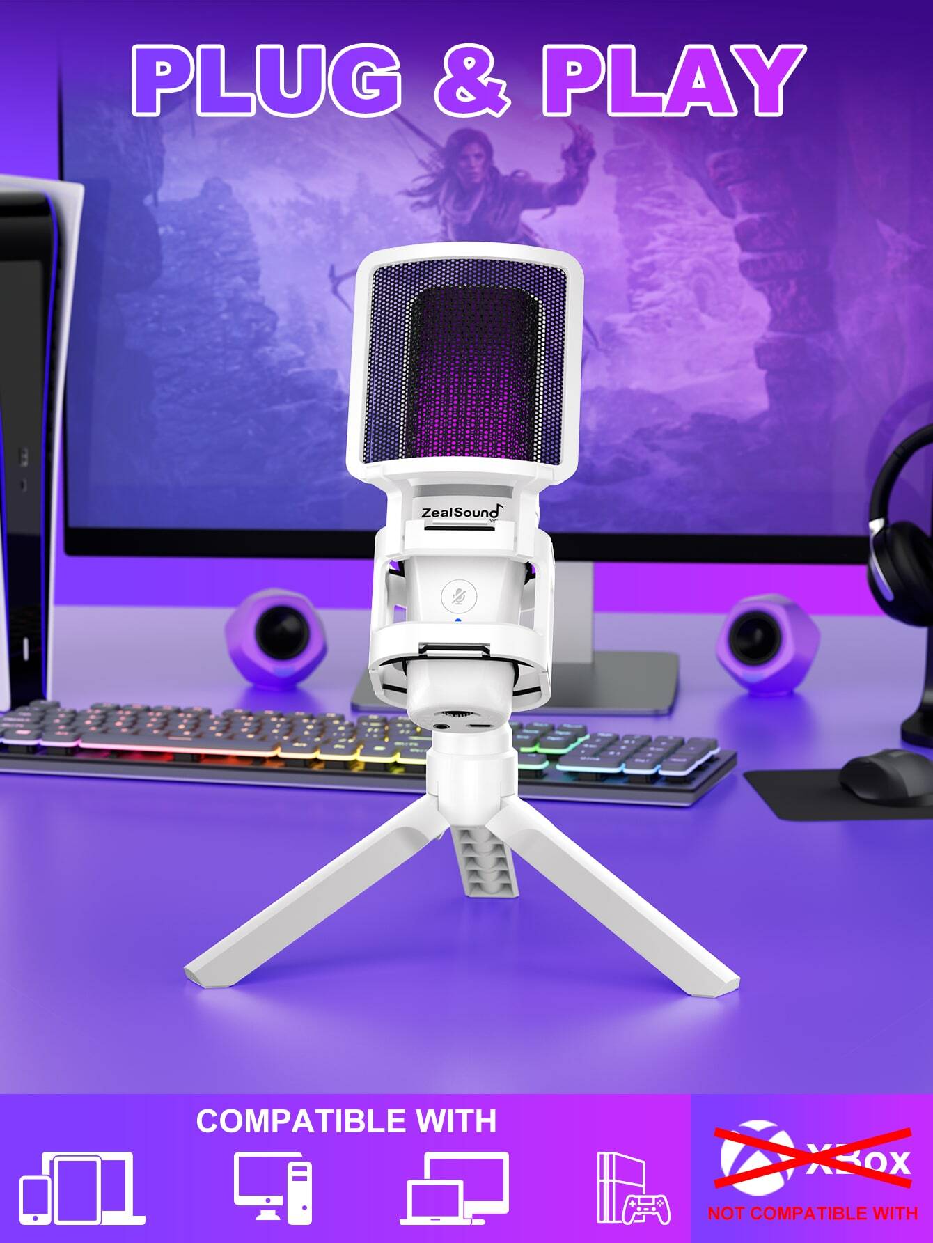 ZealSound ZealSound A68 USB Condenser Gaming Microphone With RGB ...