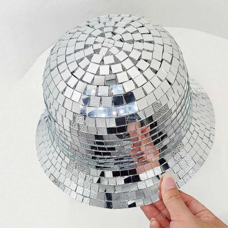 Disco Bucket Hat Glitter Mirror Full Glitter Disco Ball Hat DJ Club Bar ...