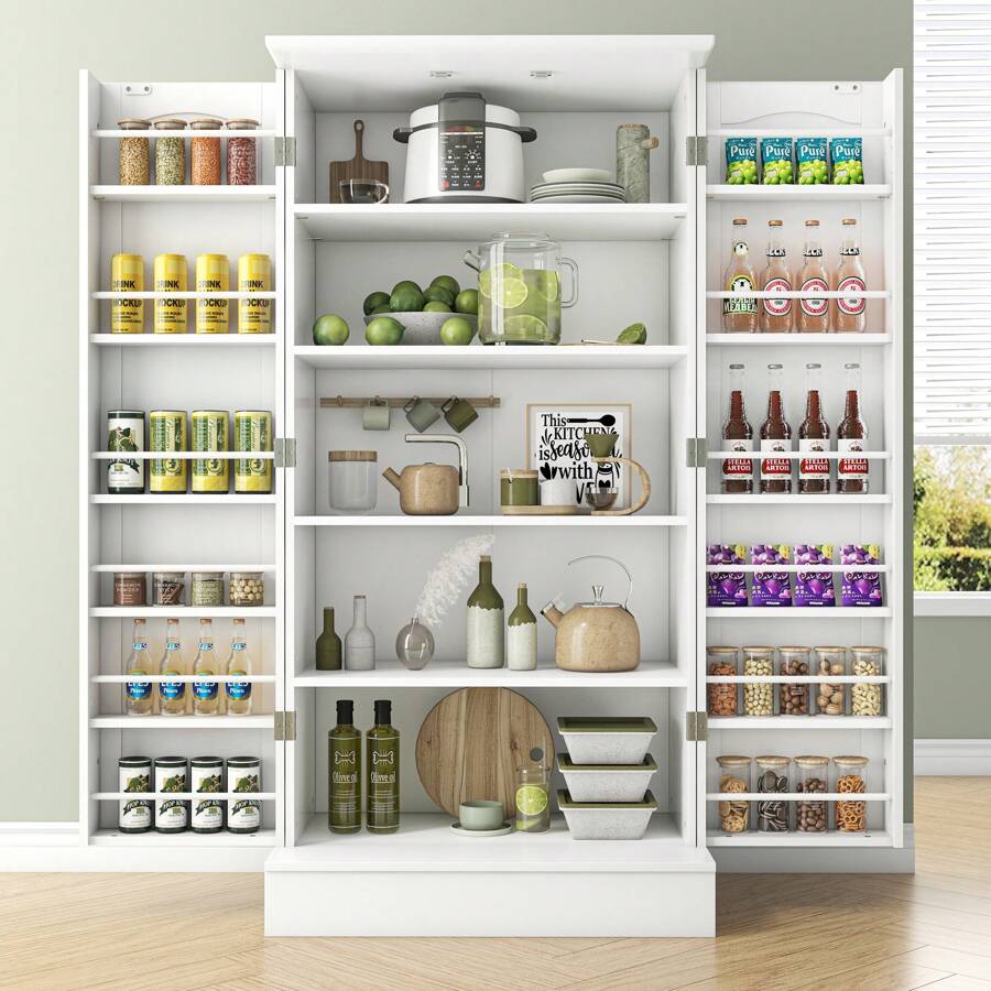 DDLFUY 47" Kitchen Pantry Cabinets With Adjustable Shelves ...