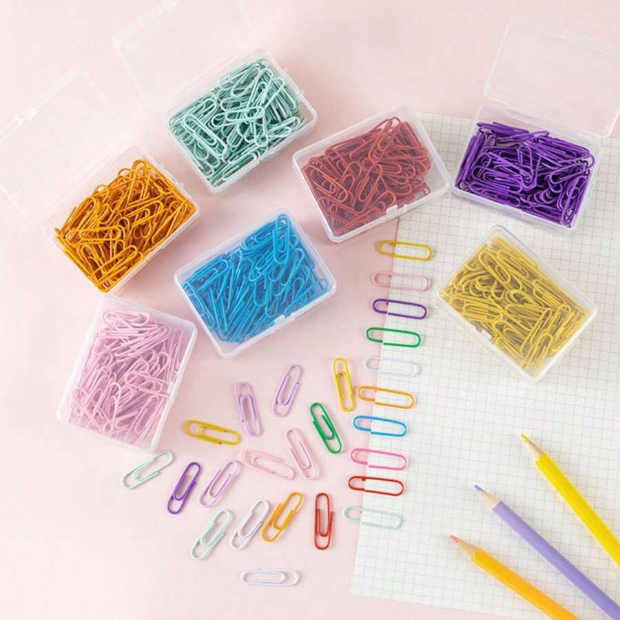 50pcs/Box Macaron Colored Paper Clip, 28mm Long Colorful Creative Shape ...