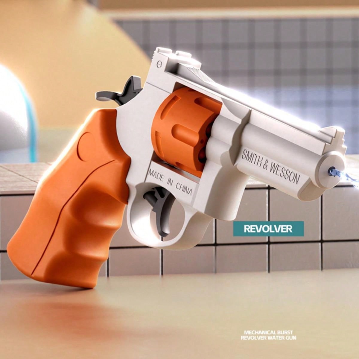 1pc Revolver Mechanical Rapid-Fire Water Gun Stress Relief Toy, Outdoor ...