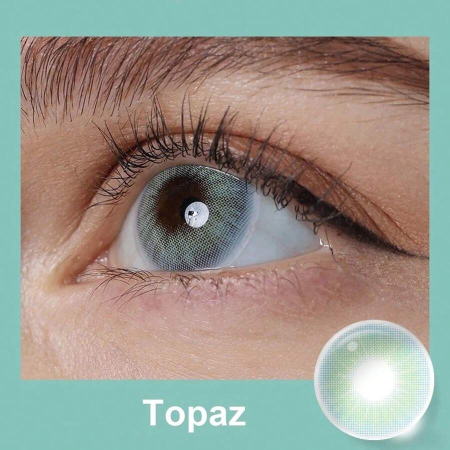 1Pair/2Pcs Topazio Blue Contact Lenses Colored Cosmetic Beauty Contact ...