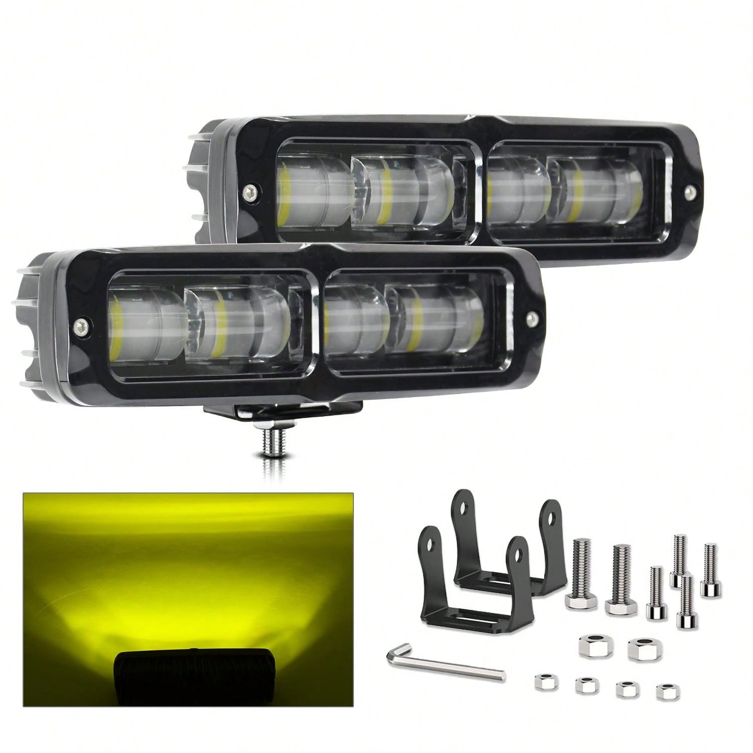 One Pair Led Work Light 3000k Yellow Light Color, Led Auxiliary Light ...