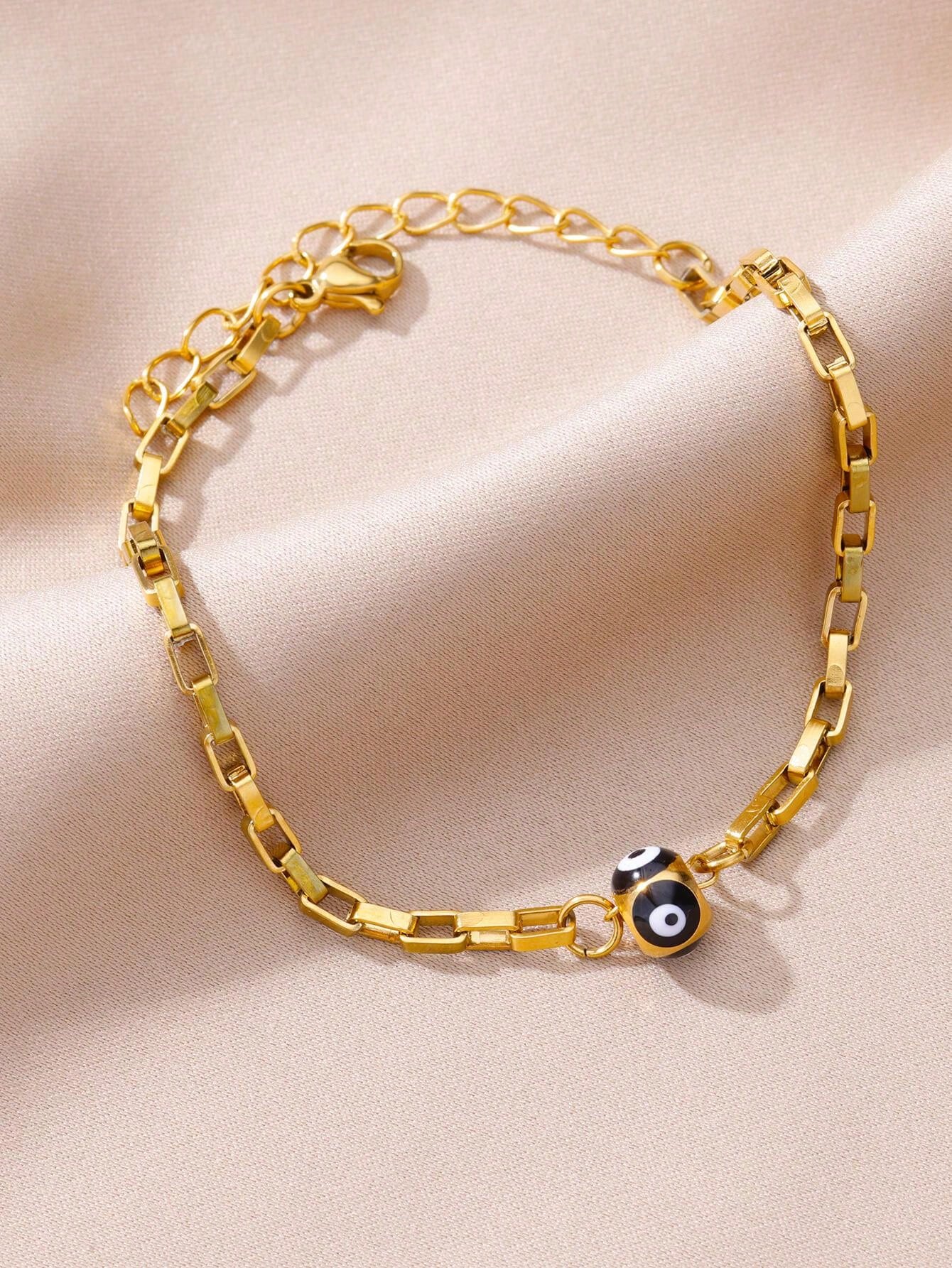 1Pc Enamel Round Evil Eye Anklets For Women Stainless Steel Turkish Eye ...