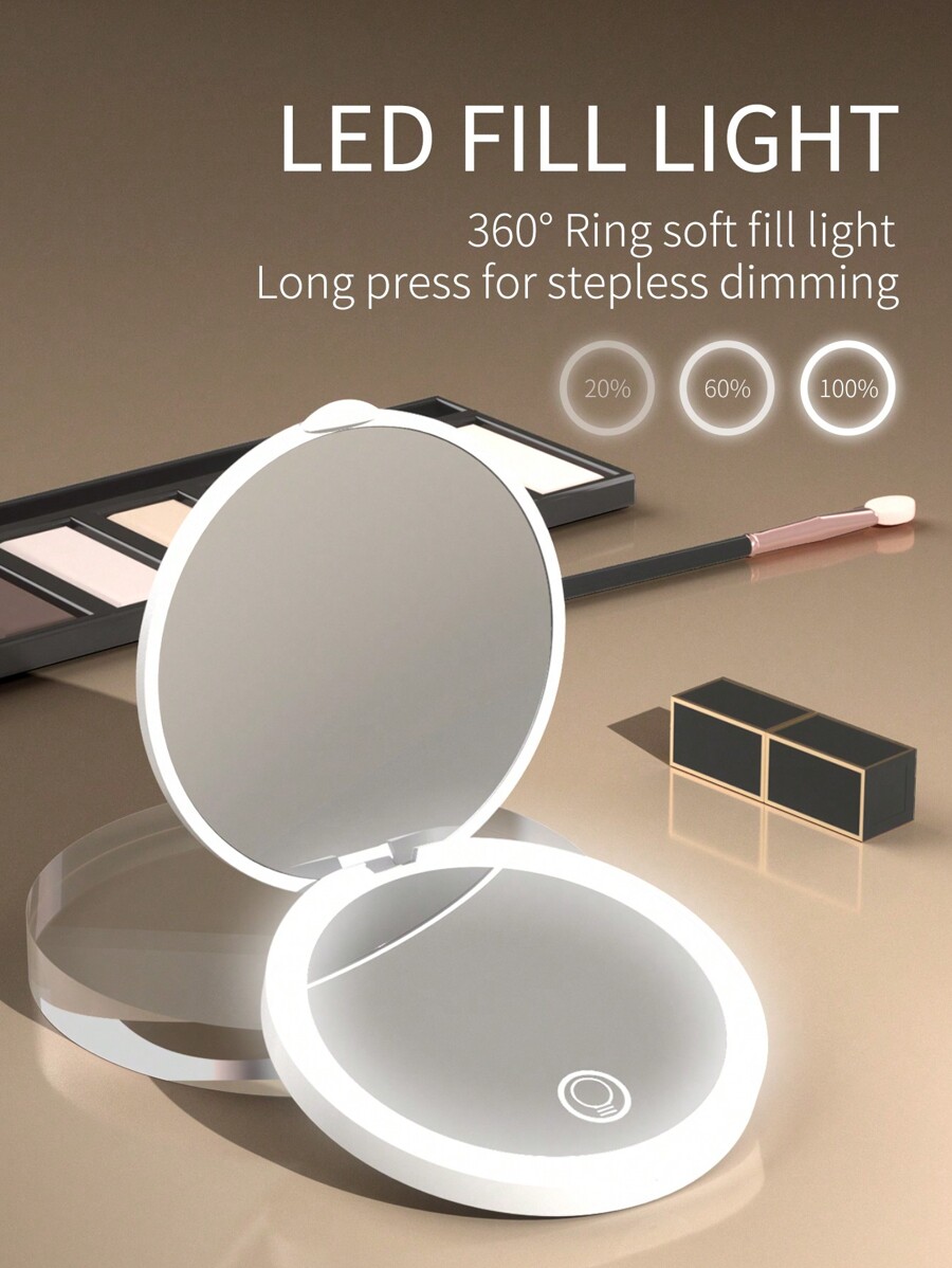 Pocket Mirror, 1X/2X Magnification LED Compact Travel Makeup Mirror ...