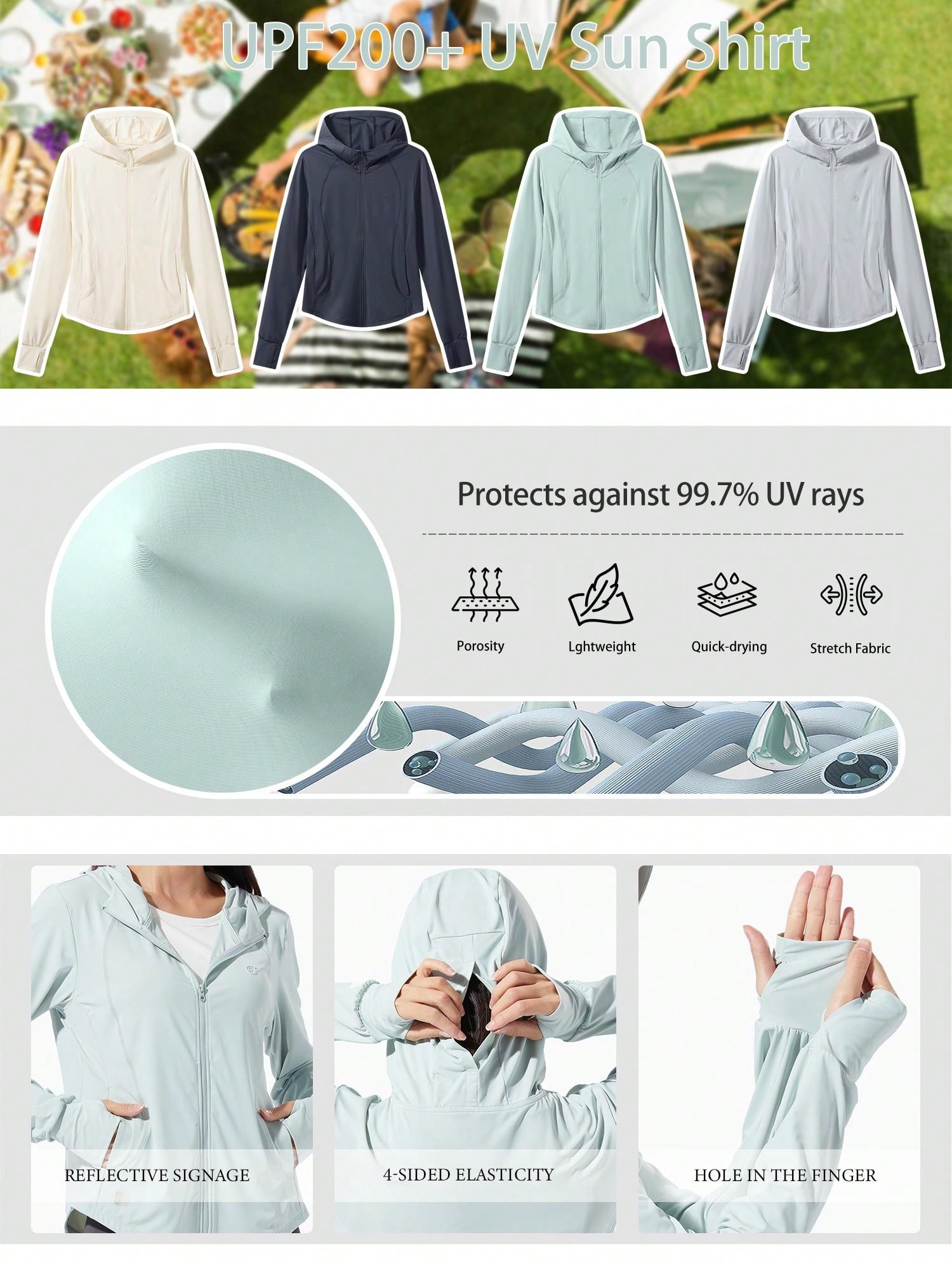 TECTOP Camisa De Proteção Solar Feminina Upf200+ Uv Safari De Mangas ...