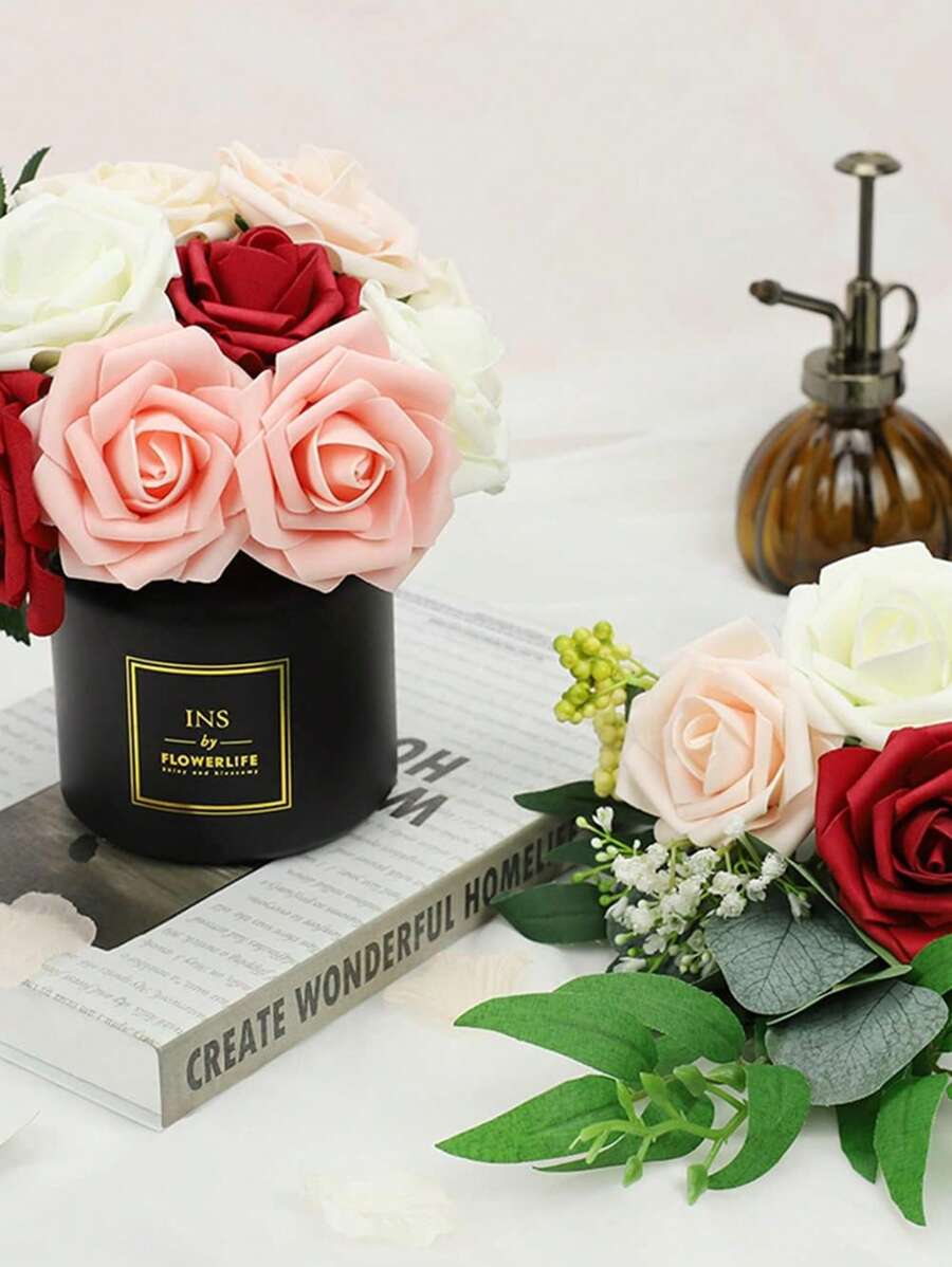 Artificial Flower Roses, 7/12/17/22/27pcs Real Touch Fake Foam Roses ...