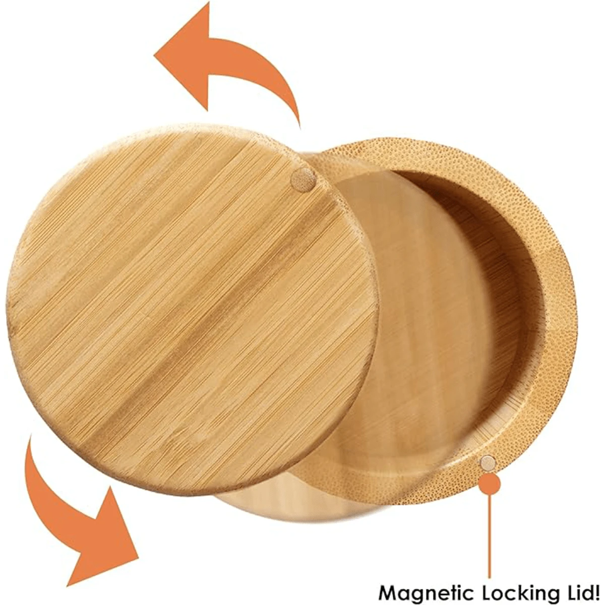 Bamboo Wooden Storage Box With Magnetic Rotating Lid, Salt & Pepper ...