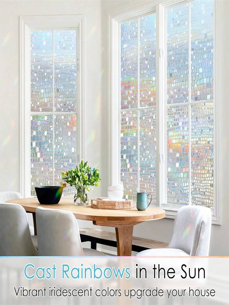 Decorative Rainbow Window Cling, 3D Stained Glass Window Sticker, Anti ...