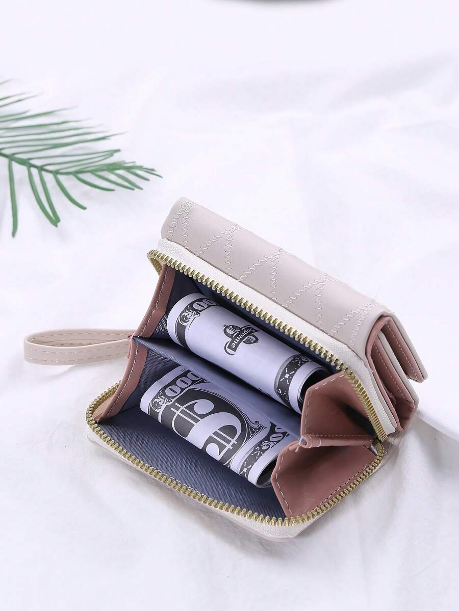 Women's Trifold Short Wallet With Contrast Stitching | SHEIN USA