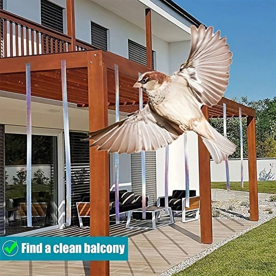 2 Rolls Bird Reflective Tape, Effective Bird Repellent Deterrent For ...