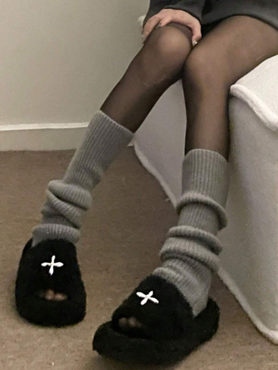 Knitted Sock Covers Jk Wind White Stacking Sock Covers Calf Socks ...