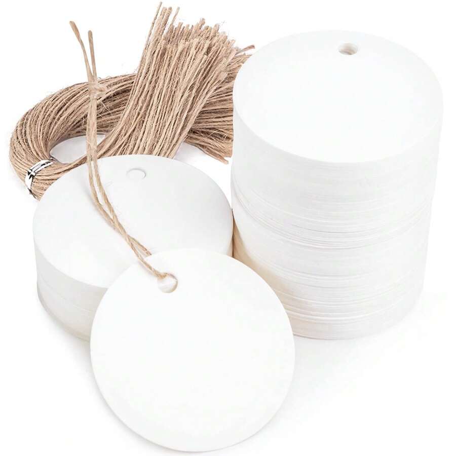 100PCS White Round Gift Tags, Kraft Paper Gift Tags With String Blank ...