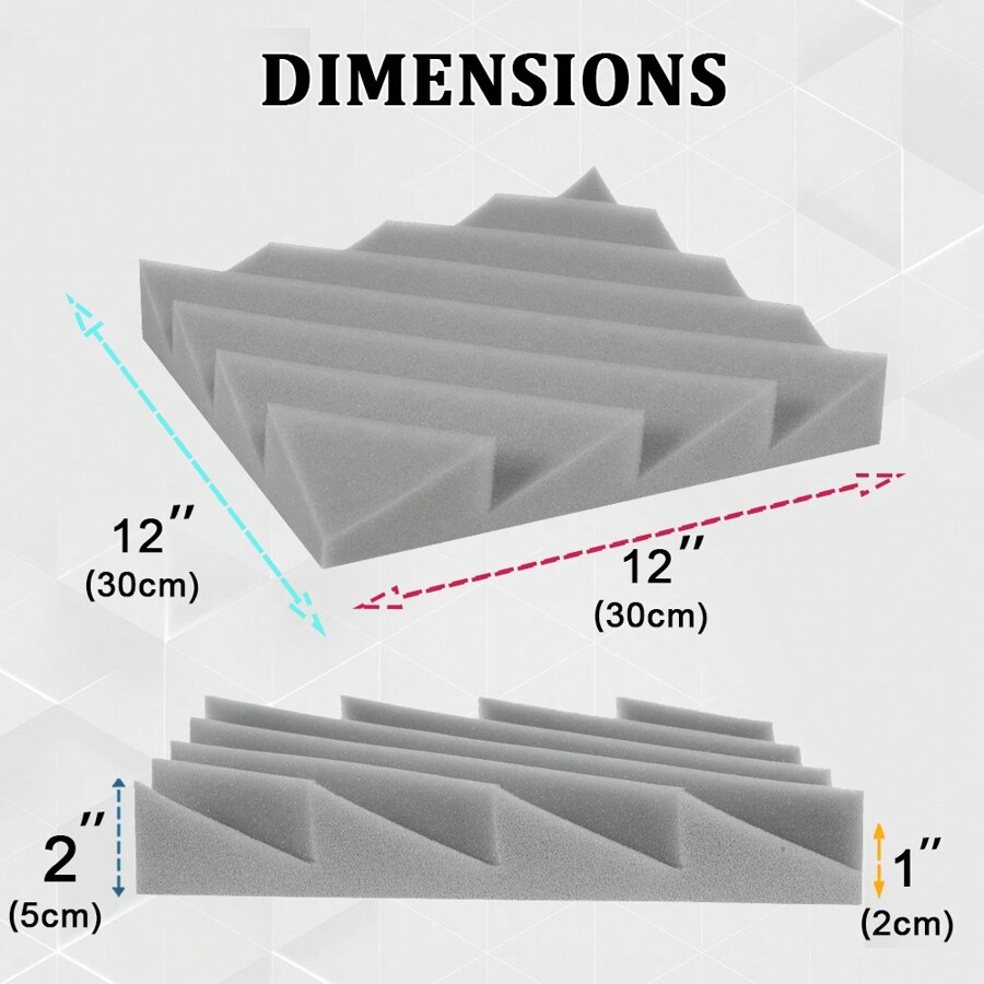 12 Pack-12x12x2 Inches Absorption Foam Panel, Rhinestone Groove Sound ...