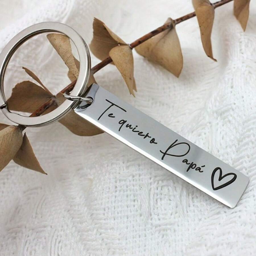1pc Love DaddyPapa Spanish Keychain Simple Sweet Heartwarming Silvery ...