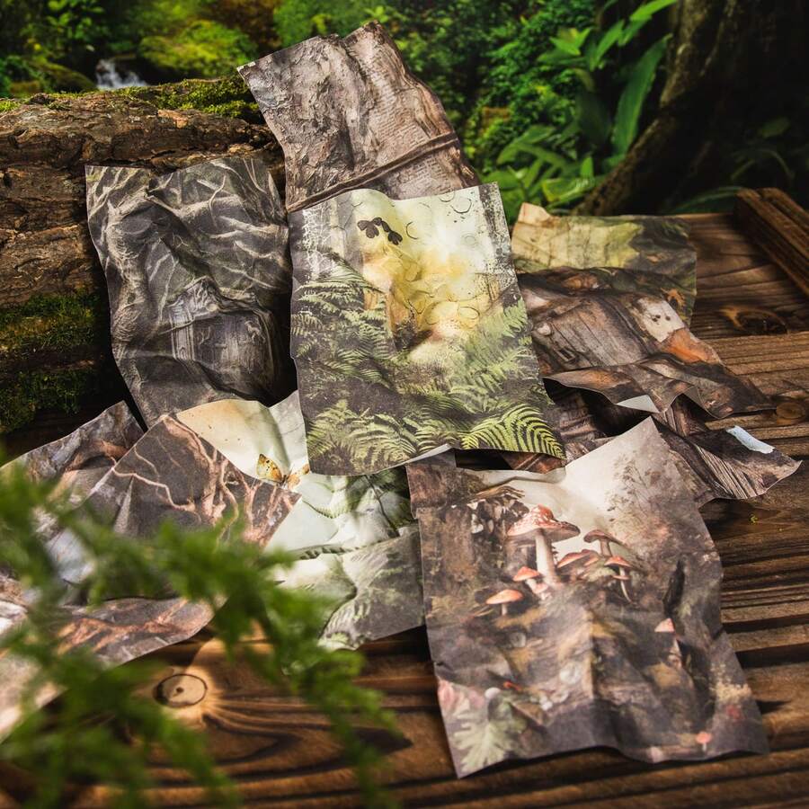 30 Sheets Forest Secret Realm Series Material Paper Retro Book Mushroom ...