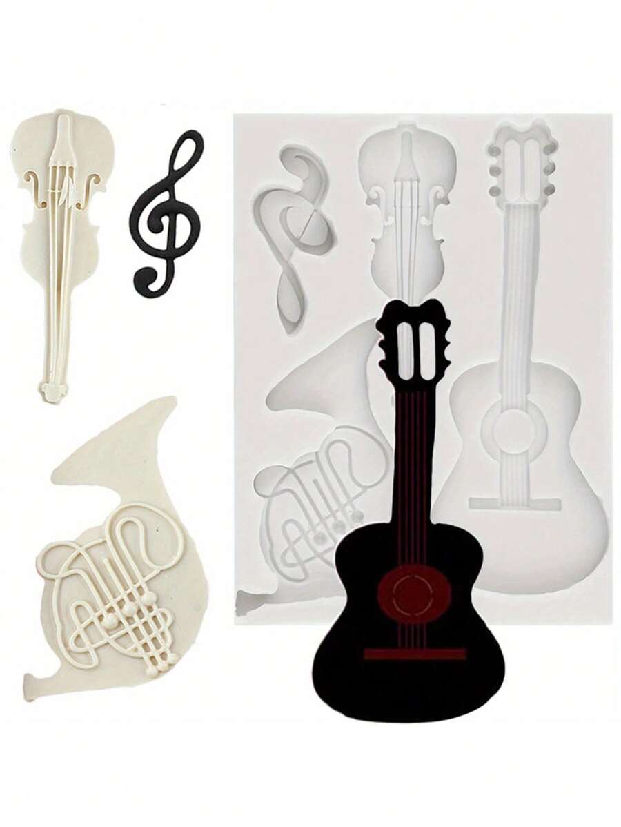 Music Note Lace Silicone Mold Guitar Fondant Decorating DIY Cup Topper ...