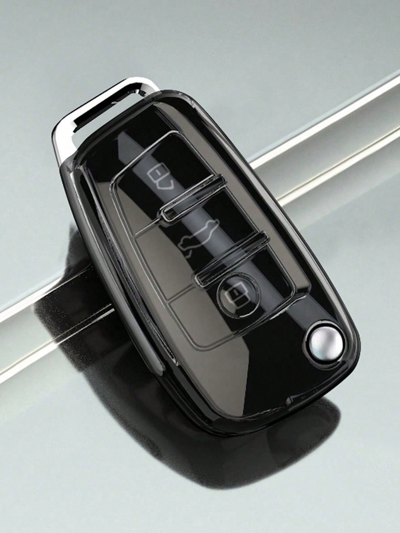 1pc Black Tpu Material Car Key Case, Protective Cover For 3 Keys ...