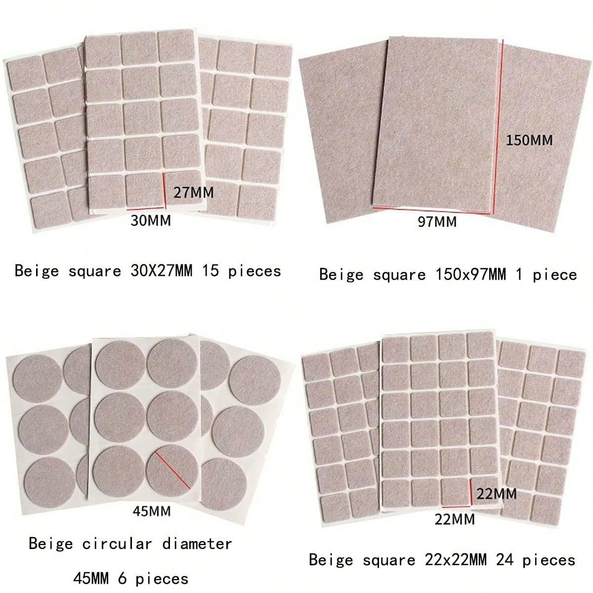 Two Colors (Mute Stickers) Furniture Felt Pads Of Various Sizes. Self ...