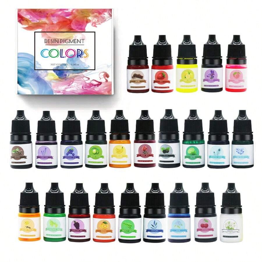 24 Colors 5ml Resin Pigment Set Art Liquid Colorant Ink Diffuser DIY UV ...