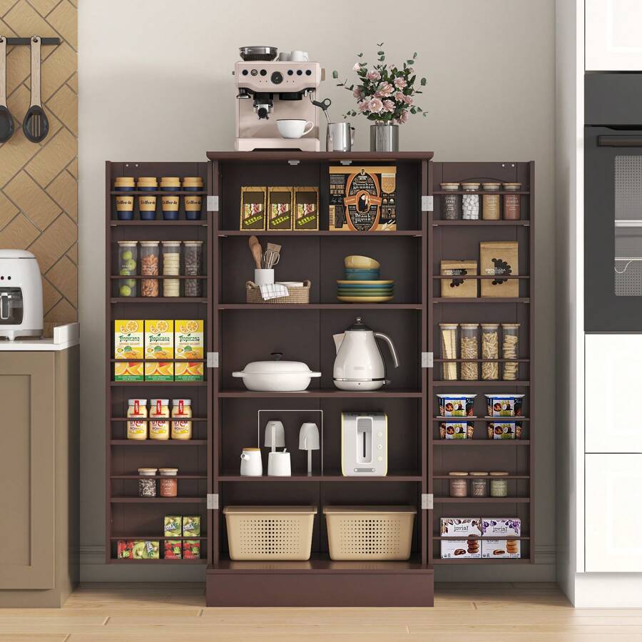 DDLFUY 47" Kitchen Pantry Cabinets With Adjustable Shelves ...