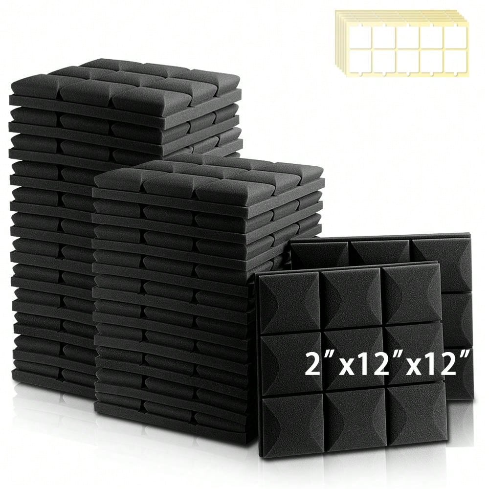 24 Pack-12x12x2 Inches Acoustic Foam Panels, Soundproofing Wall Studio ...