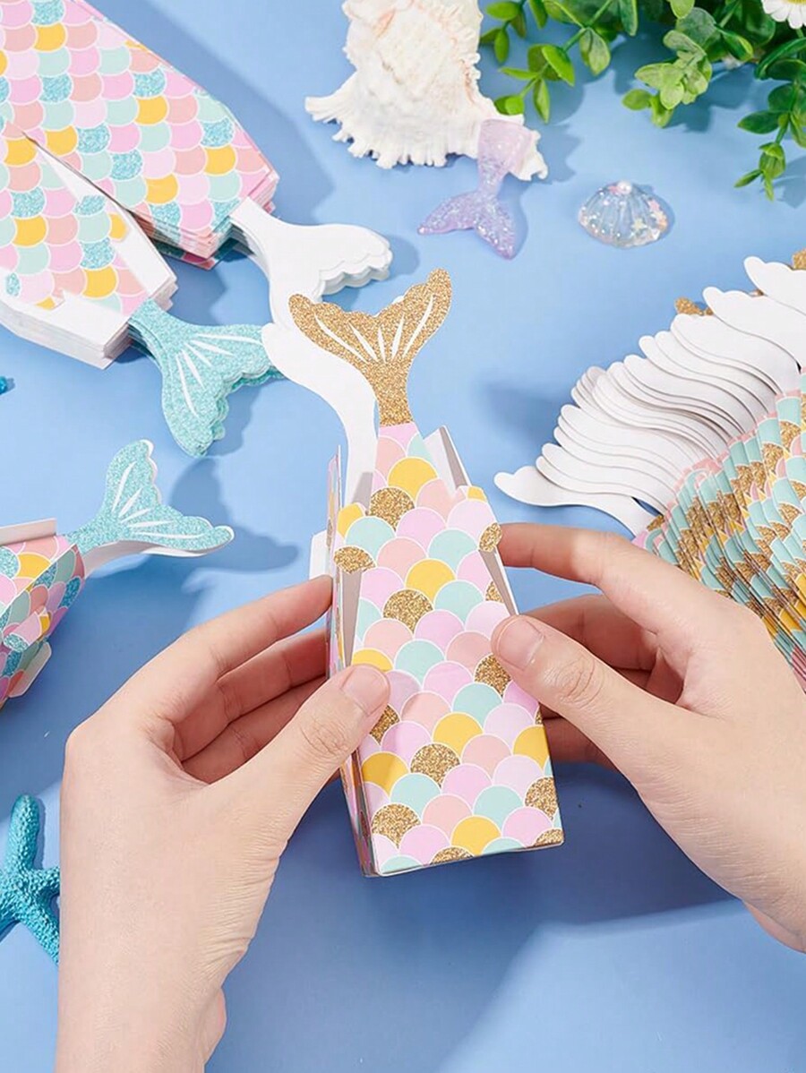 10pcs-Mermaid Paper Candy Boxes Mermaid Party Boxes Favors Mermaid Gift ...