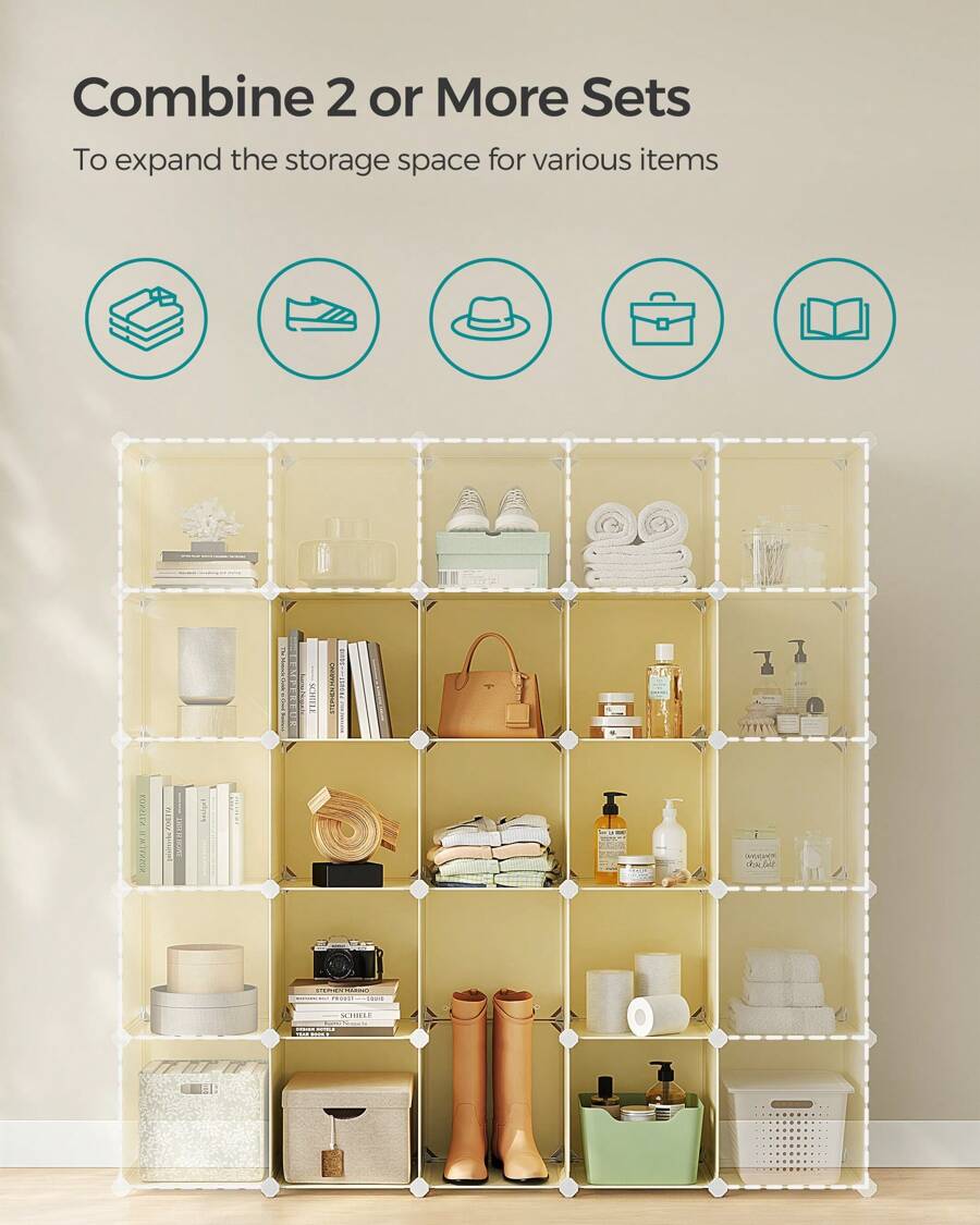 SONGMICS Cube Storage Organizer, 16-Cube Book Shelf, Closet Organizers ...