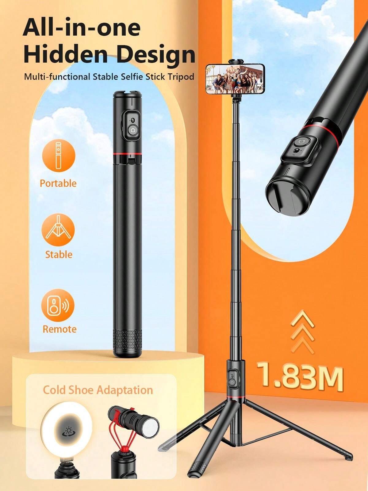 183cm 72-Zoll professioneller Selfie-Stick stabiler Stativ, tragbares ...