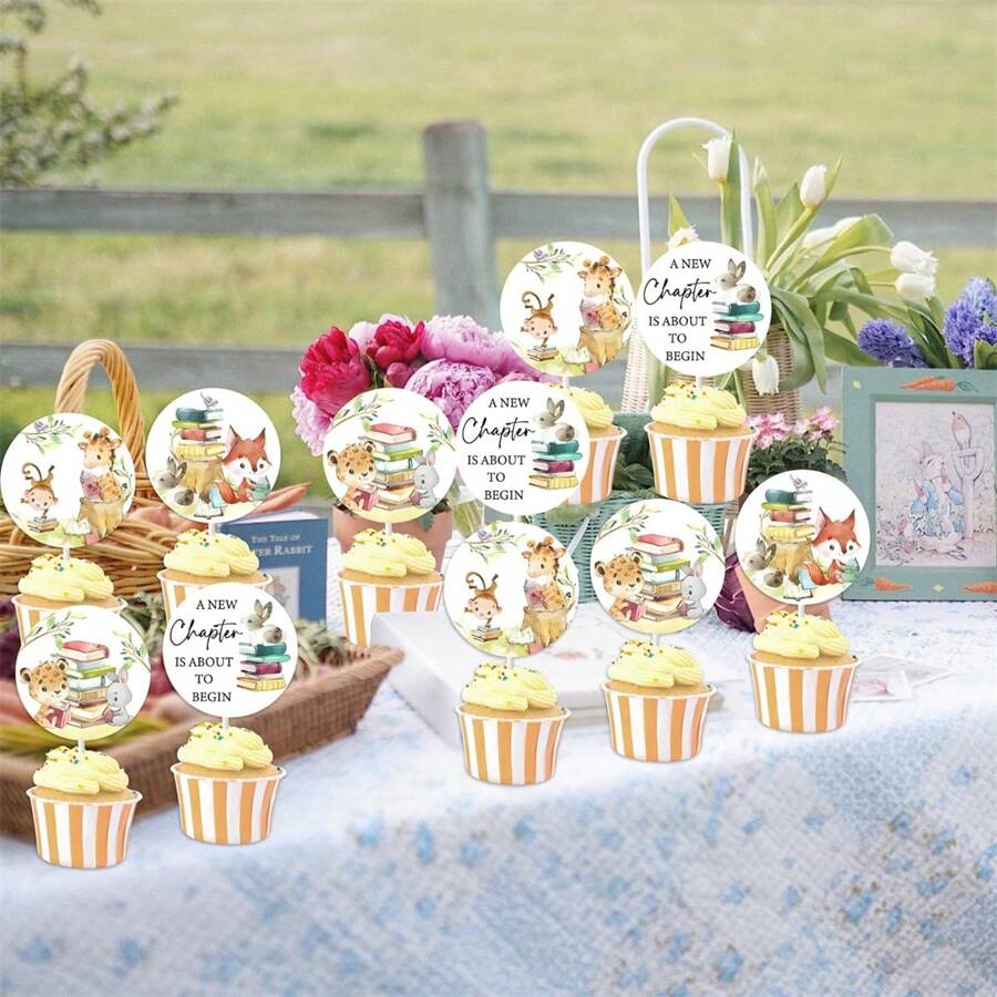 24Pcs Storybook Baby Shower Cupcake Toppers For Boy Girl, A New Chapter ...