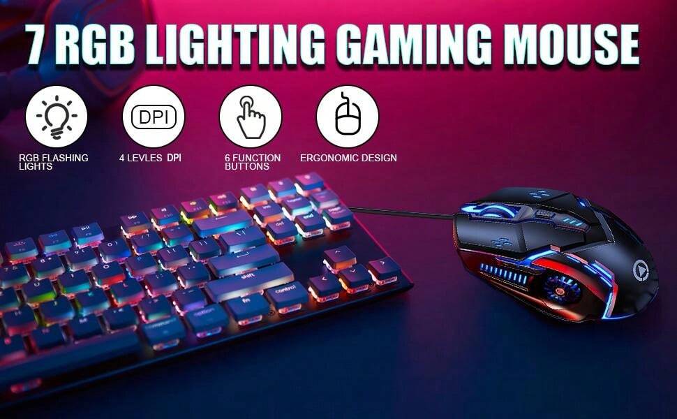 G5 Wired Gaming Mouse, Silent Click Noiseless Optical Gamer Mouse,Play ...