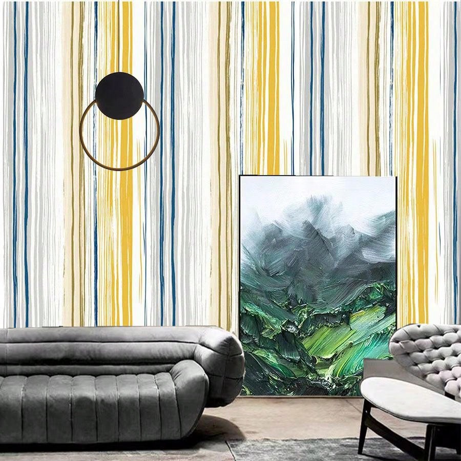 1 Rulle Svart Och Gul Randig PVC Tapet , Skal Och Stick Tapet För ...