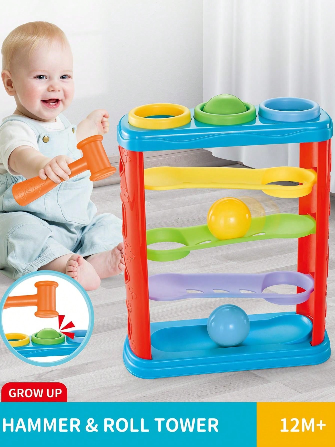 1pc Children's Knock Ball Educational Toy Cube, Infant's Hammering ...