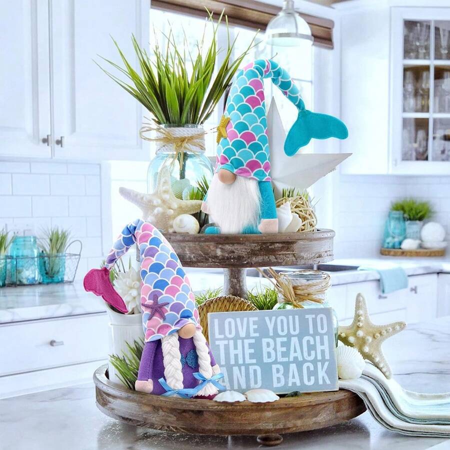 1pc Mermaid Gnomes Couple Gnomes Christmas Birthday Gifts Beach Elf ...