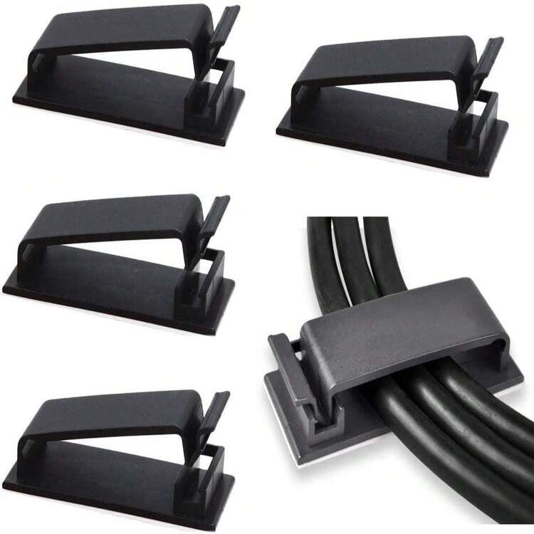 20Pcs Self Adhesive Cable Management Clips Cable Organizers Wire Clips Cord Holder For TV PC Ethernet Cable Under Desk Home Office Black SHEIN