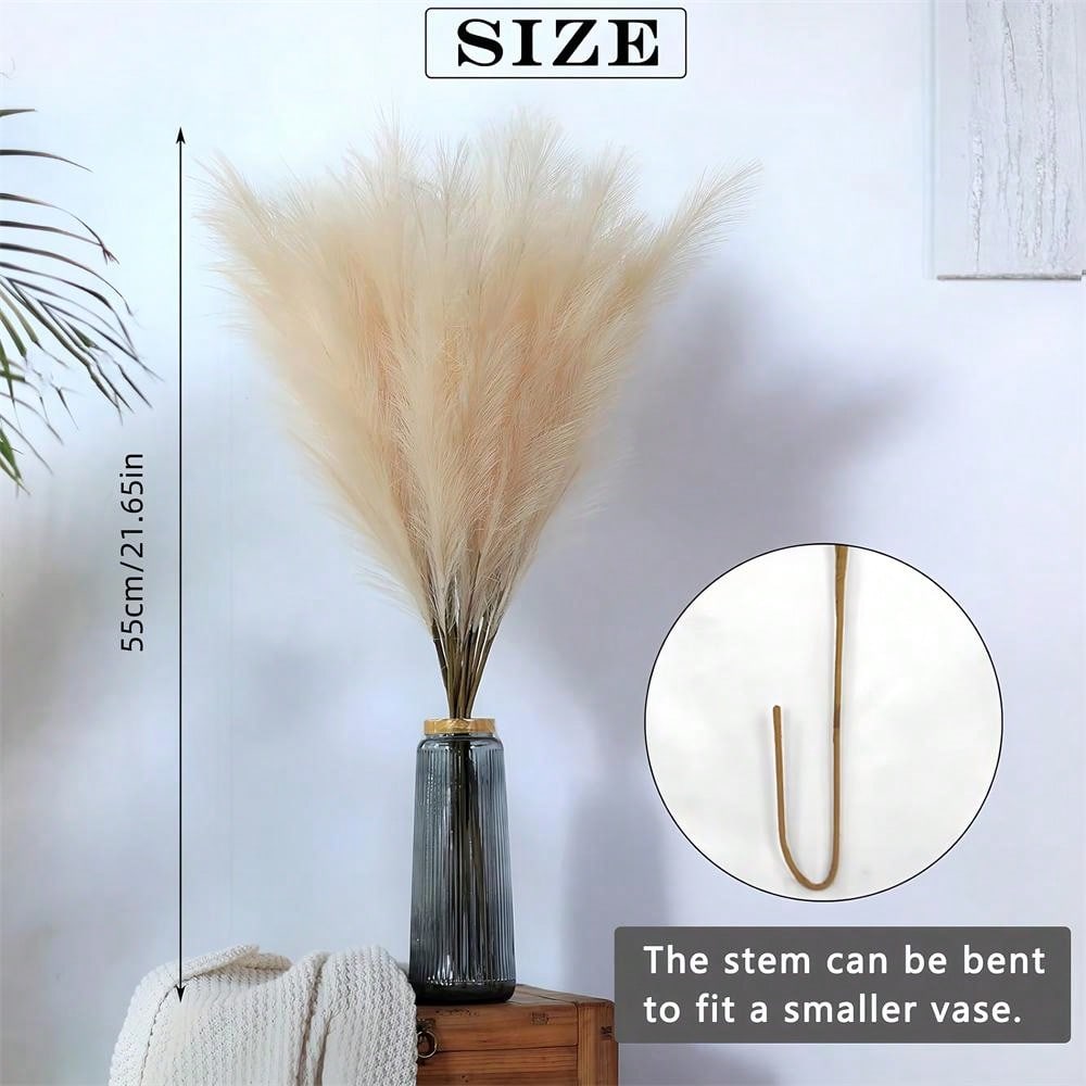20 PCS Faux Pampas Grass Tall Artificial Pampas Grass Large Fake Pampas ...