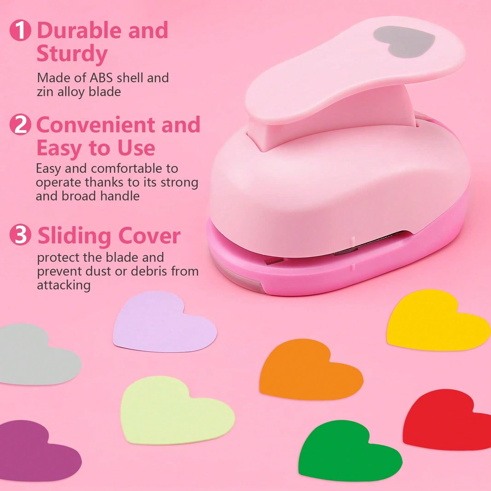 1 Inch Heart Punch, 10mm 15mm 25mm Heart Lever Action Craft Punch ...