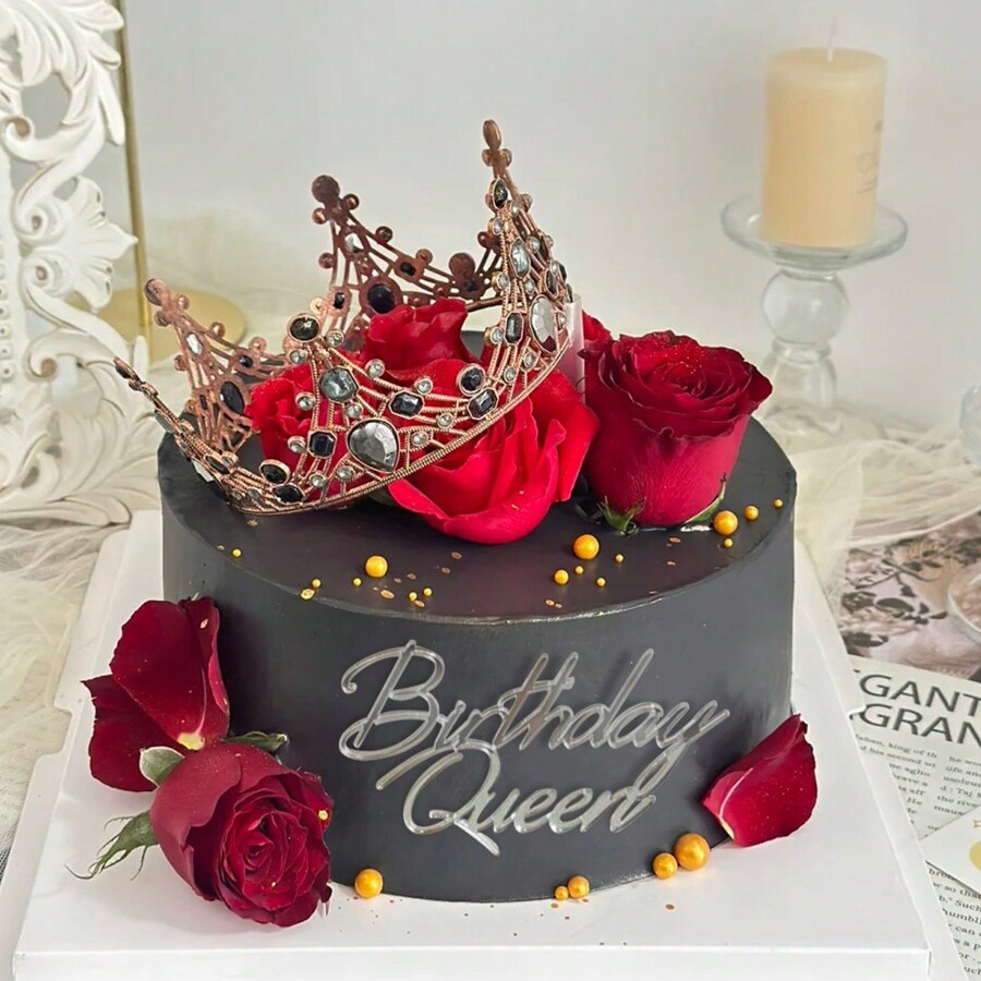 3PCS Birthday Queen Cake Topper Acrylic Birthday Mother's Day Party ...
