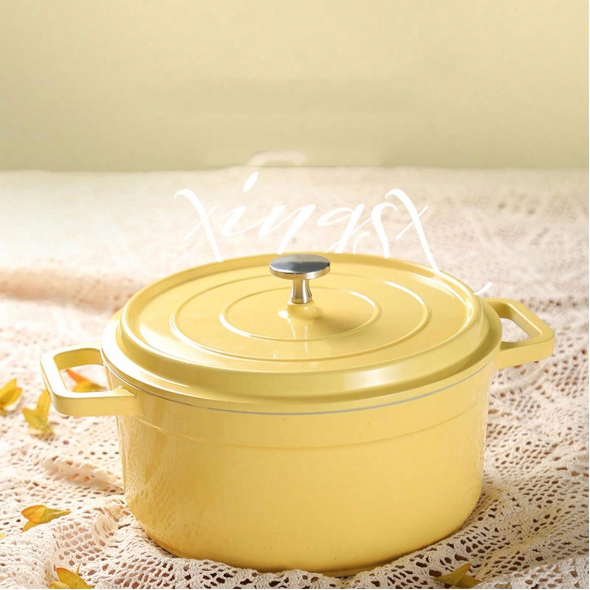 1pc Enamel & Non-Stick Double-Handled Stew Pot, Instant Noodle Pot, Gas ...