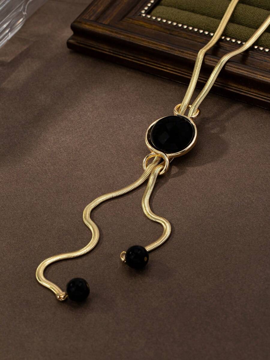 1pc Exquisite Luxury Glass Pendant Necklace With Circular Pull Design ...