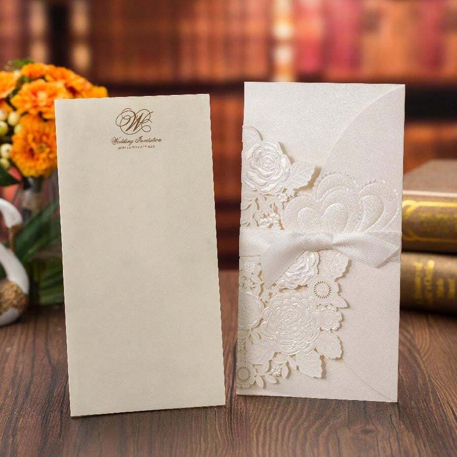 Wedding Invitation Card, European-Style White Laser-Cut Invitation ...