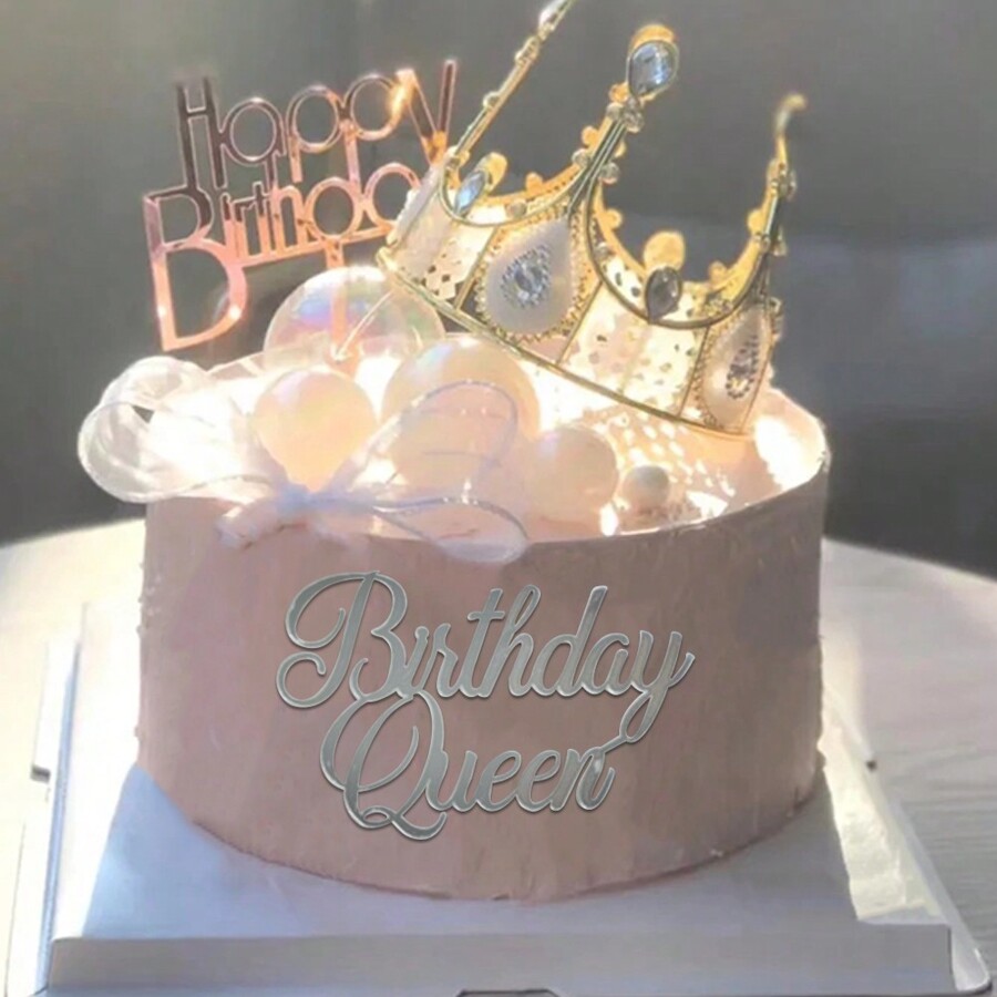 3 Pcs Birthday Queen Cake Topper Cake Sides AcrylicBirthday ...