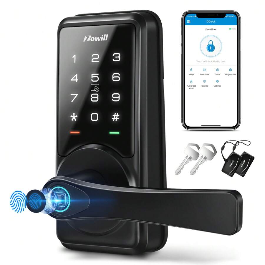 Smart Door Lock, Keyless Entry Door Lock With Handle, 7-In-1 ...