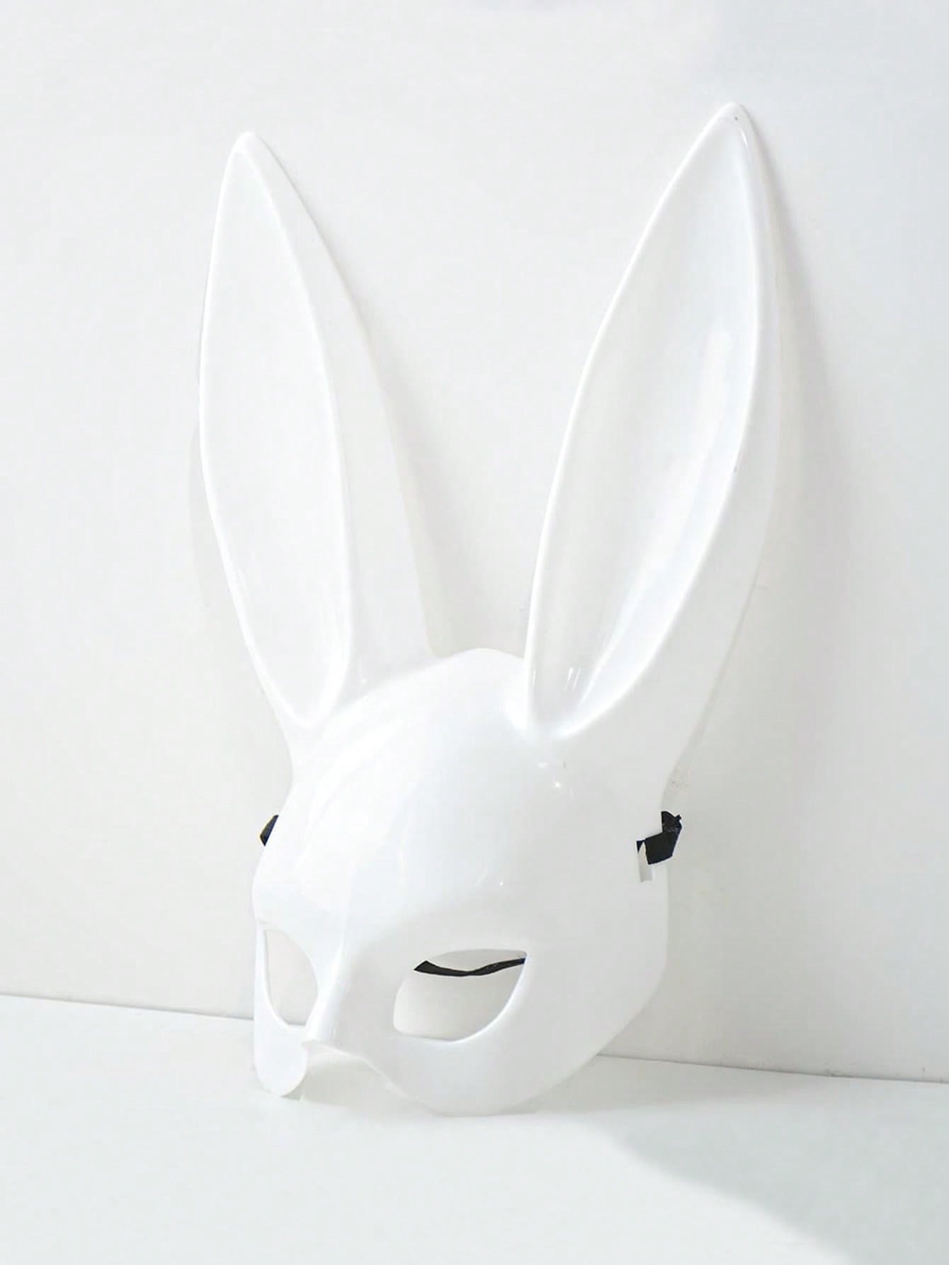 1pc Long Ear Black & White Shiny Bunny Mask, Party Decoration, Cosplay ...