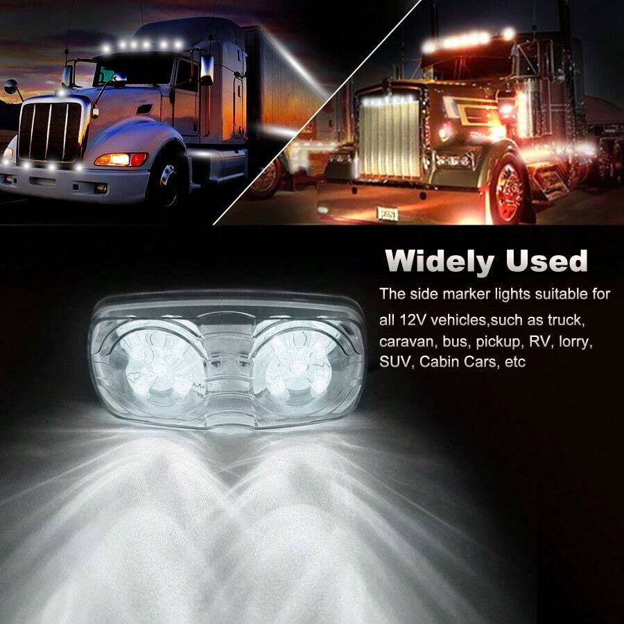 أضواء تخليص Led للمقطورة ذات عدسة مزدوجة تحتوي على 12led، مؤشر إضاءة ...